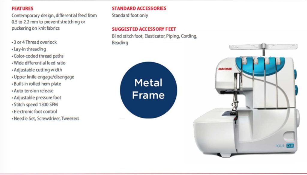 Janome Four-DLB 3 & 4 Thread Serger: Shop With Confidence