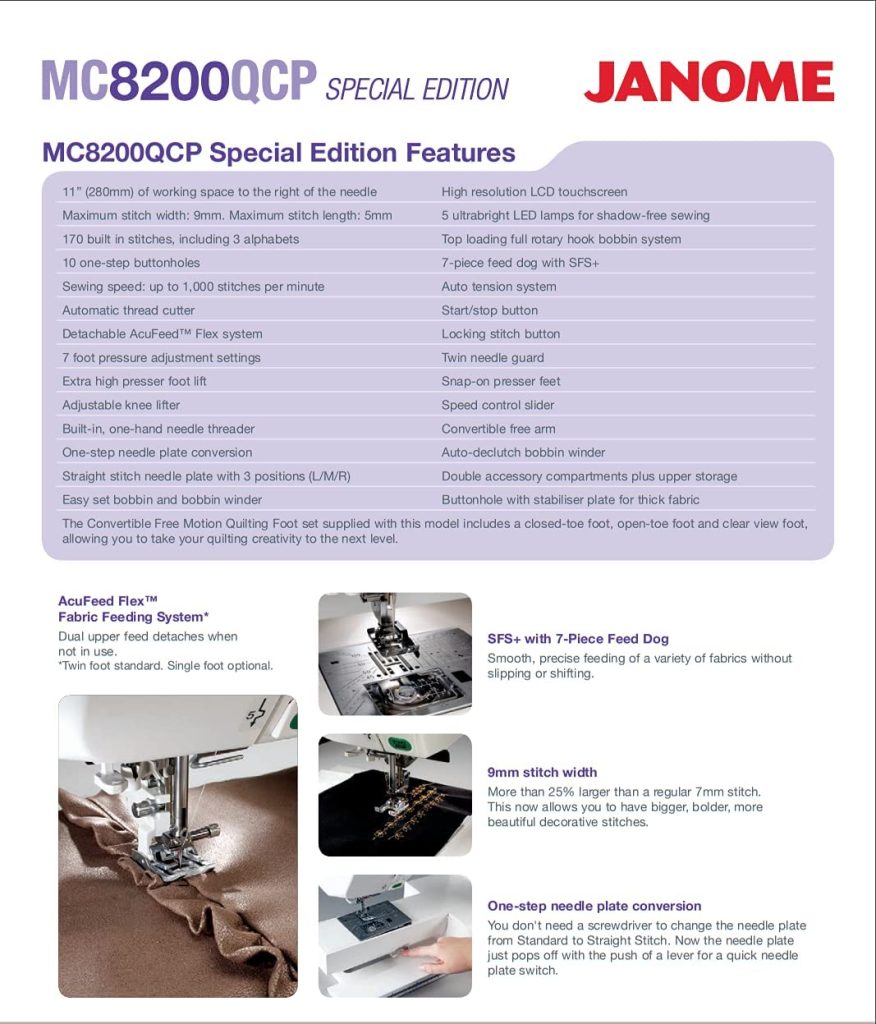 Janome MC8200 170 Stitches & User-Friendly Interface