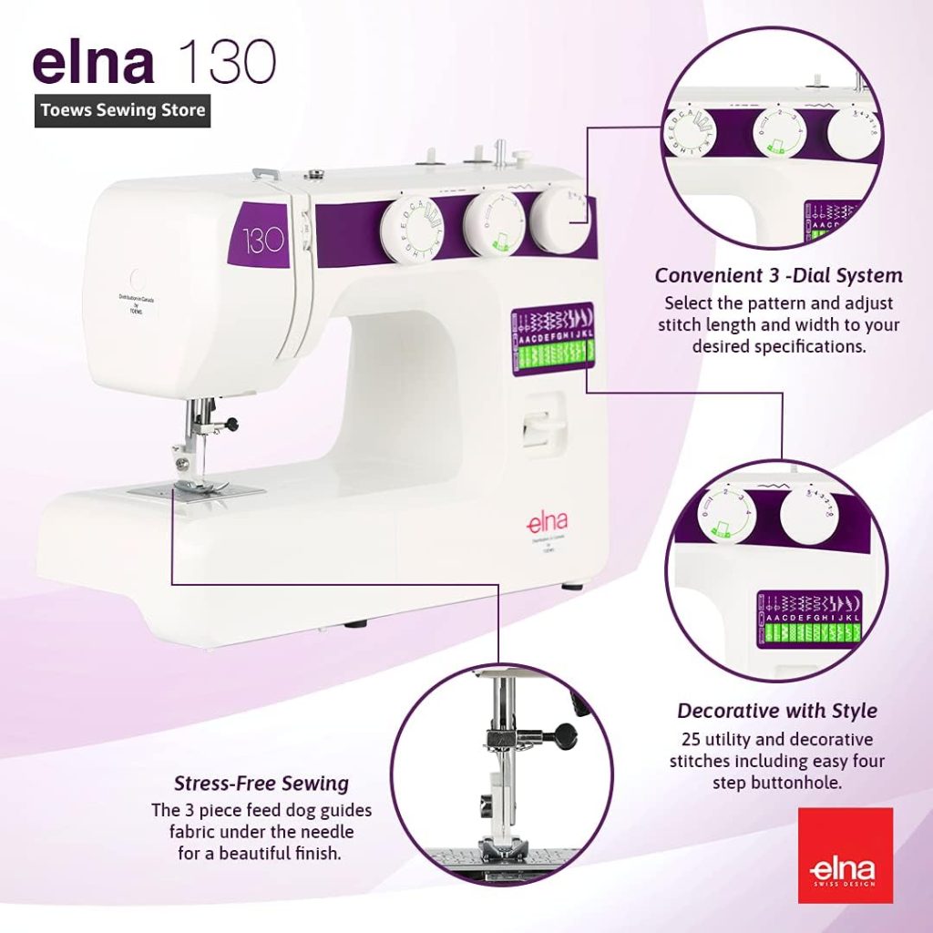 Elna 130: Threading Made Easy Boasting 25 diverse stitches