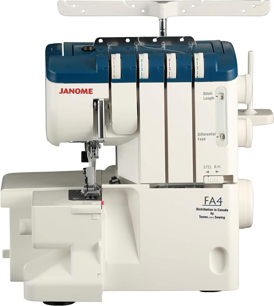 Janome FA4 Free Arm Serger: maneuvers easily on cuffs & collars.