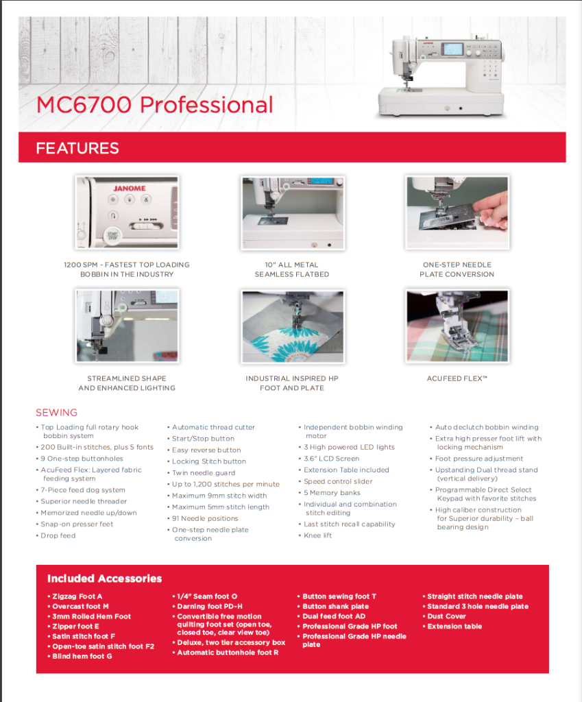 Janome 6700P: High Speed Professional Series Quilting Machine