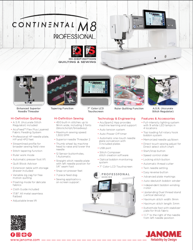 🇨🇦 Janome M8 Professional Continental Sewing Machine M8